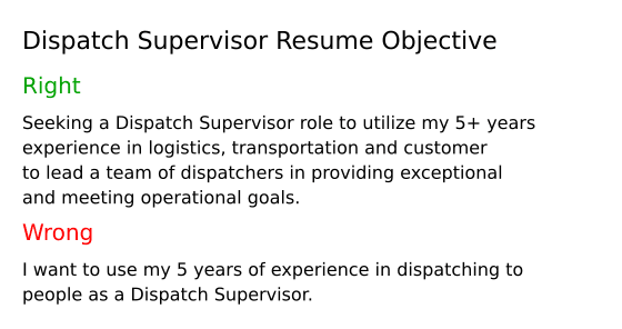Top 16 Dispatch Supervisor Resume Objective Examples