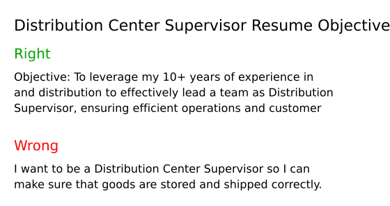 Top 16 Distribution Center Supervisor Resume Objective Examples