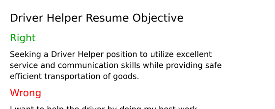 Top 16 Driver Helper Resume Objective Examples | ResumeCat