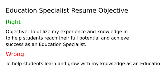 Top 16 Education Specialist Resume Objective Examples