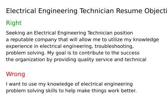 Top 17 Electrical Engineering Technician Resume Objective Examples