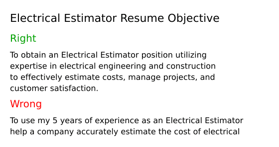 Top 17 Electrical Estimator Resume Objective Examples