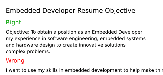 Top 17 Embedded Developer Resume Objective Examples