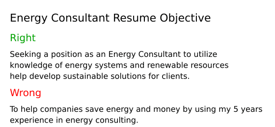 Top 17 Energy Consultant Resume Objective Examples