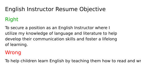 Top 16 English Instructor Resume Objective Examples