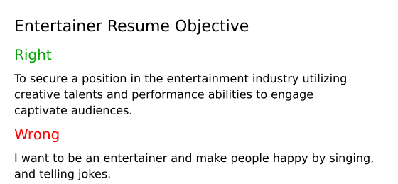 Top 17 Entertainer Resume Objective Examples | ResumeCat