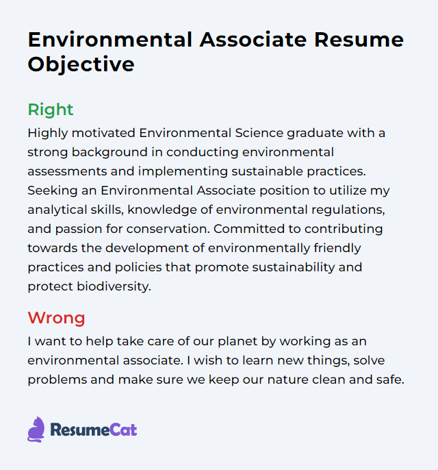 Top 18 Environmental Associate Resume Objective Examples