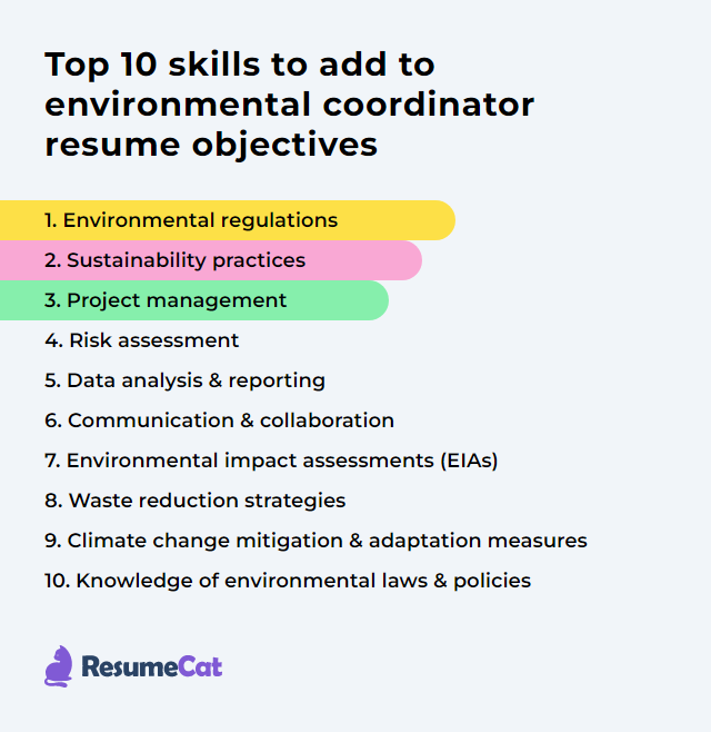Top 18 Environmental Coordinator Resume Objective Examples