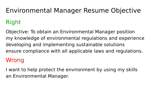 Top 18 Environmental Manager Resume Objective Examples