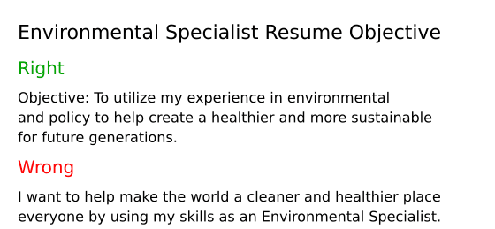 Top 18 Environmental Specialist Resume Objective Examples
