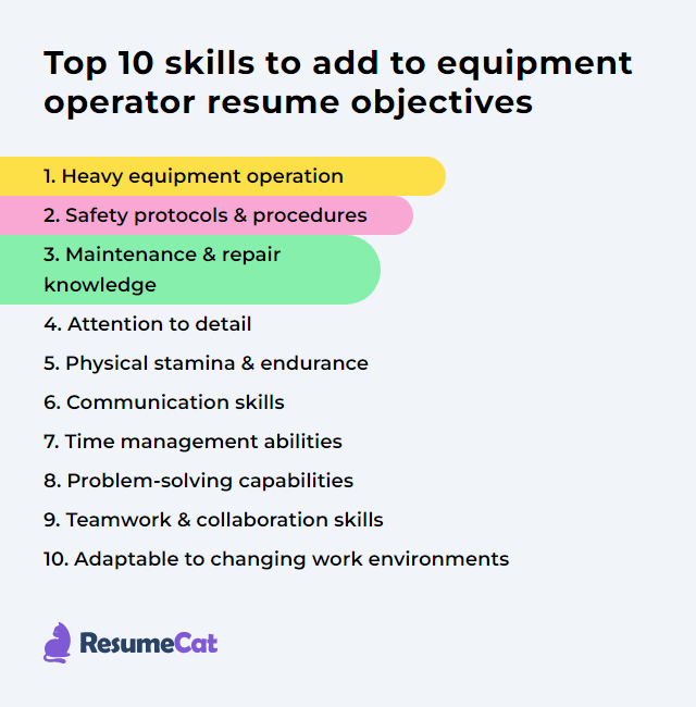 Top 18 Equipment Operator Resume Objective Examples
