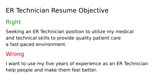 Top 17 ER Technician Resume Objective Examples | ResumeCat