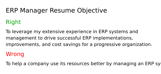 Top 16 ERP Manager Resume Objective Examples | ResumeCat
