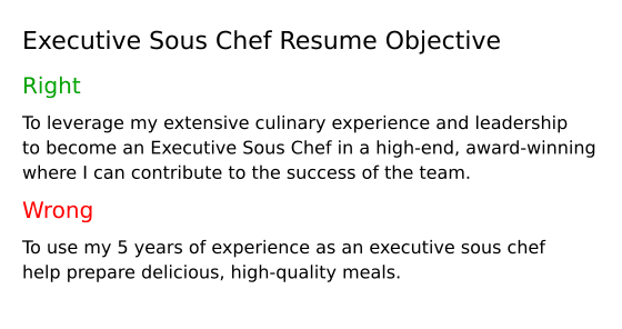 Top 18 Executive Sous Chef Resume Objective Examples