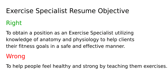 Top 17 Exercise Specialist Resume Objective Examples