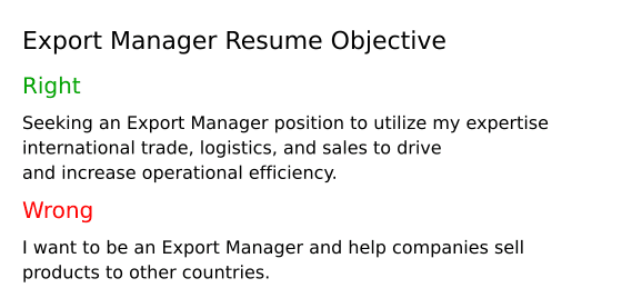Top 16 Export Manager Resume Objective Examples | ResumeCat