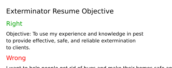 Top 18 Exterminator Resume Objective Examples | ResumeCat