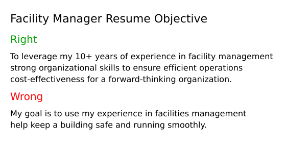 Top 17 Facility Manager Resume Objective Examples
