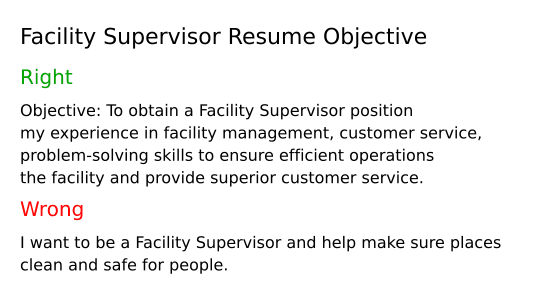 Top 18 Facility Supervisor Resume Objective Examples
