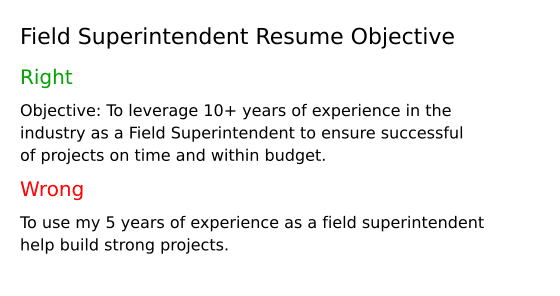 Top 18 Field Superintendent Resume Objective Examples