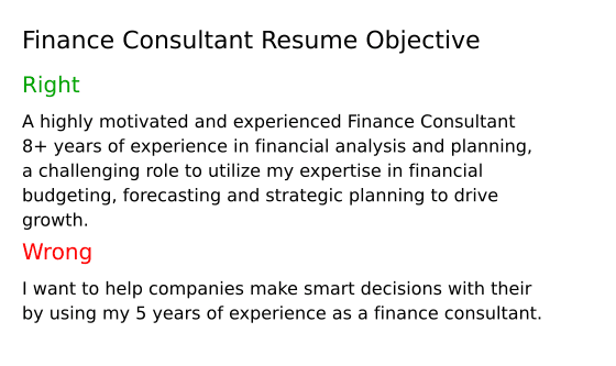Top 17 Finance Consultant Resume Objective Examples