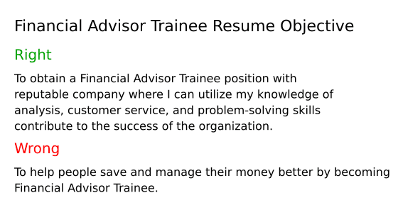 Top 18 Financial Advisor Trainee Resume Objective Examples