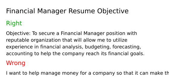 Top 17 Financial Manager Resume Objective Examples