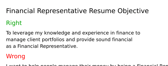 Top 17 Financial Representative Resume Objective Examples