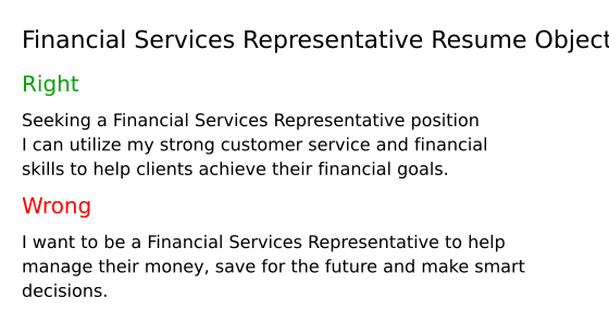 Top 17 Financial Services Representative Resume Objective Examples