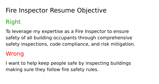 Top 18 Fire Inspector Resume Objective Examples | ResumeCat