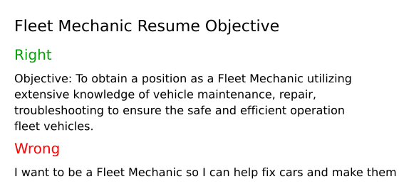 Top 16 Fleet Mechanic Resume Objective Examples | ResumeCat