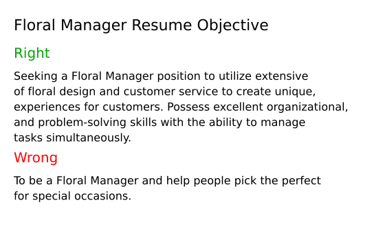 Top 18 Floral Manager Resume Objective Examples | ResumeCat
