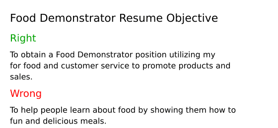 Top 18 Food Demonstrator Resume Objective Examples