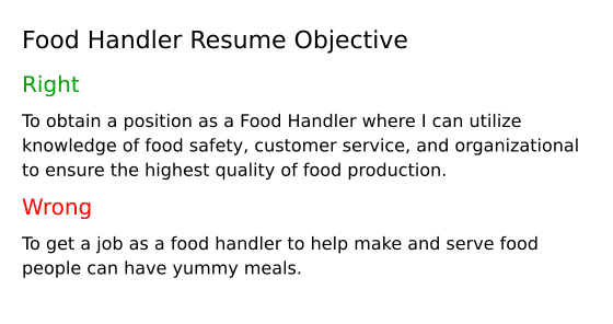 Top 17 Food Handler Resume Objective Examples | ResumeCat