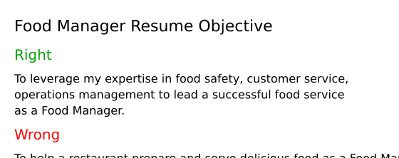 Top 16 Food Manager Resume Objective Examples | ResumeCat