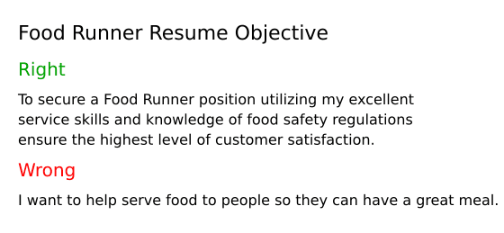 Top 18 Food Runner Resume Objective Examples | ResumeCat