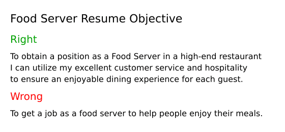 Top 18 Food Server Resume Objective Examples | ResumeCat