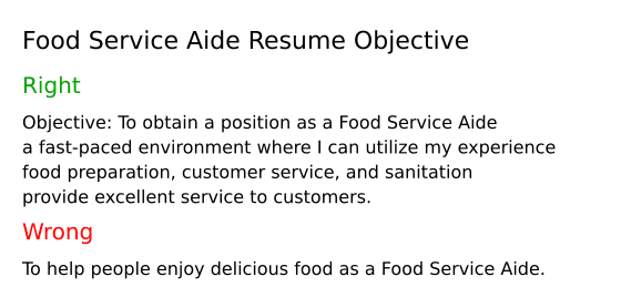 Top 18 Food Service Aide Resume Objective Examples