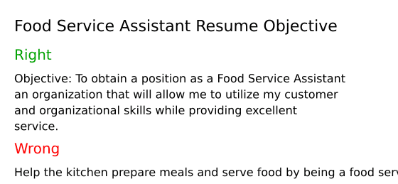 Top 16 Food Service Assistant Resume Objective Examples