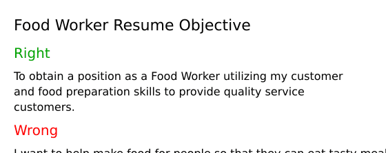 Top 16 Food Worker Resume Objective Examples | ResumeCat