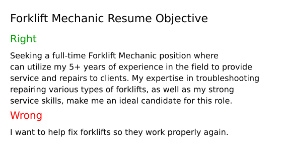 Top 17 Forklift Mechanic Resume Objective Examples