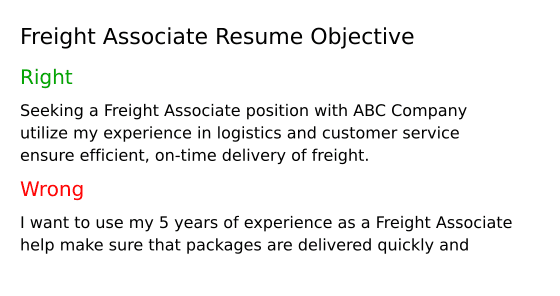 Top 17 Freight Associate Resume Objective Examples