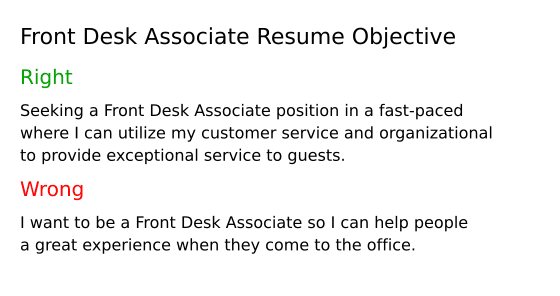 Top 17 Front Desk Associate Resume Objective Examples