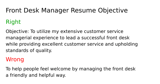 Top 17 Front Desk Manager Resume Objective Examples