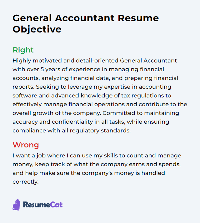Top 17 General Accountant Resume Objective Examples