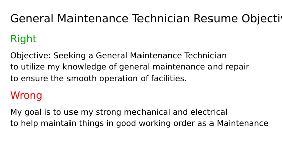 Top 16 General Maintenance Technician Resume Objective Examples