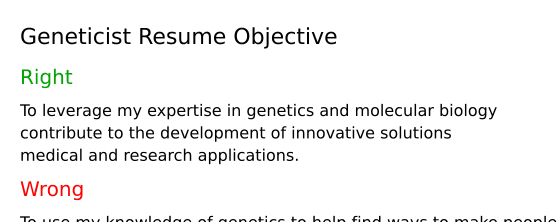 Top 17 Geneticist Resume Objective Examples | ResumeCat