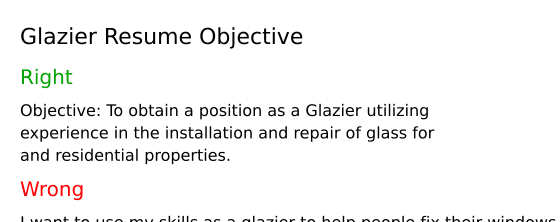 Top 18 Glazier Resume Objective Examples | ResumeCat
