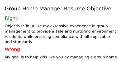 Top 16 Group Home Manager Resume Objective Examples