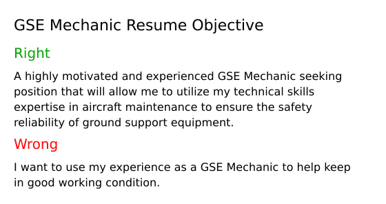 Top 18 GSE Mechanic Resume Objective Examples | ResumeCat